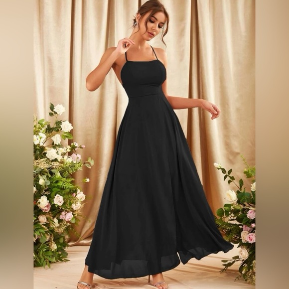 SHEIN | Dresses | Shein Belle Crisscross Backless Split Hem Aline ...